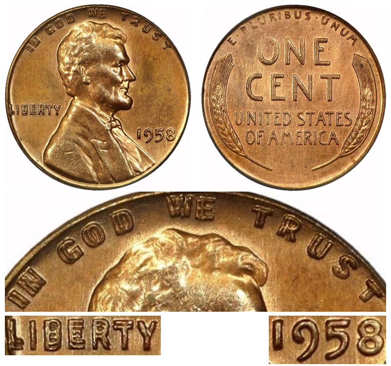 1995 Double Die Obverse Lincoln Cent VARIETY ERRORS